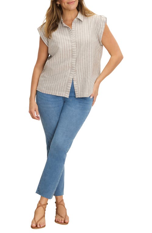 NIC+ZOE NIC+ZOE Striped Cotton & Linen Blend Resort Shirt